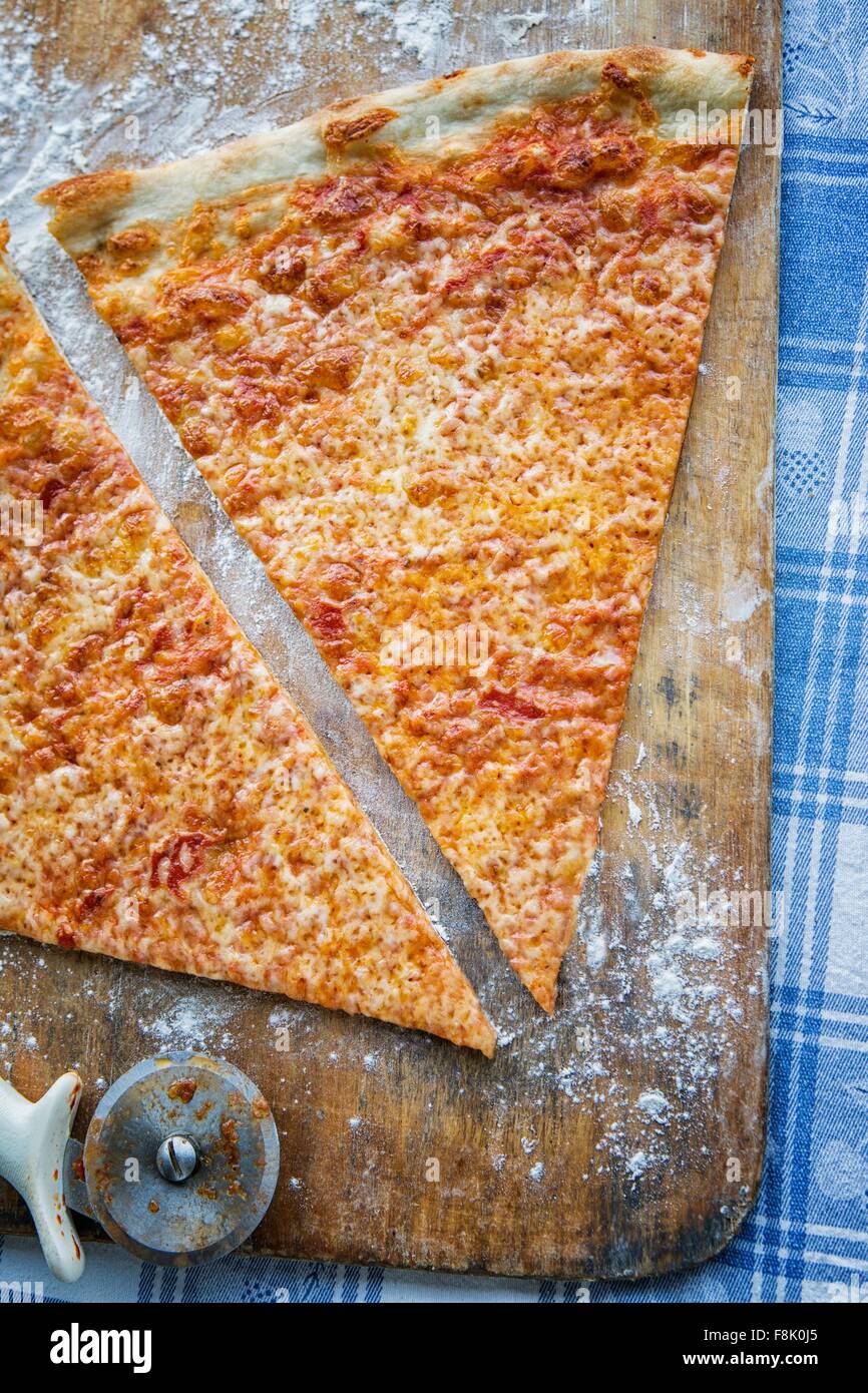 Slice of pizza, overhead view Stock Photo - Alamy