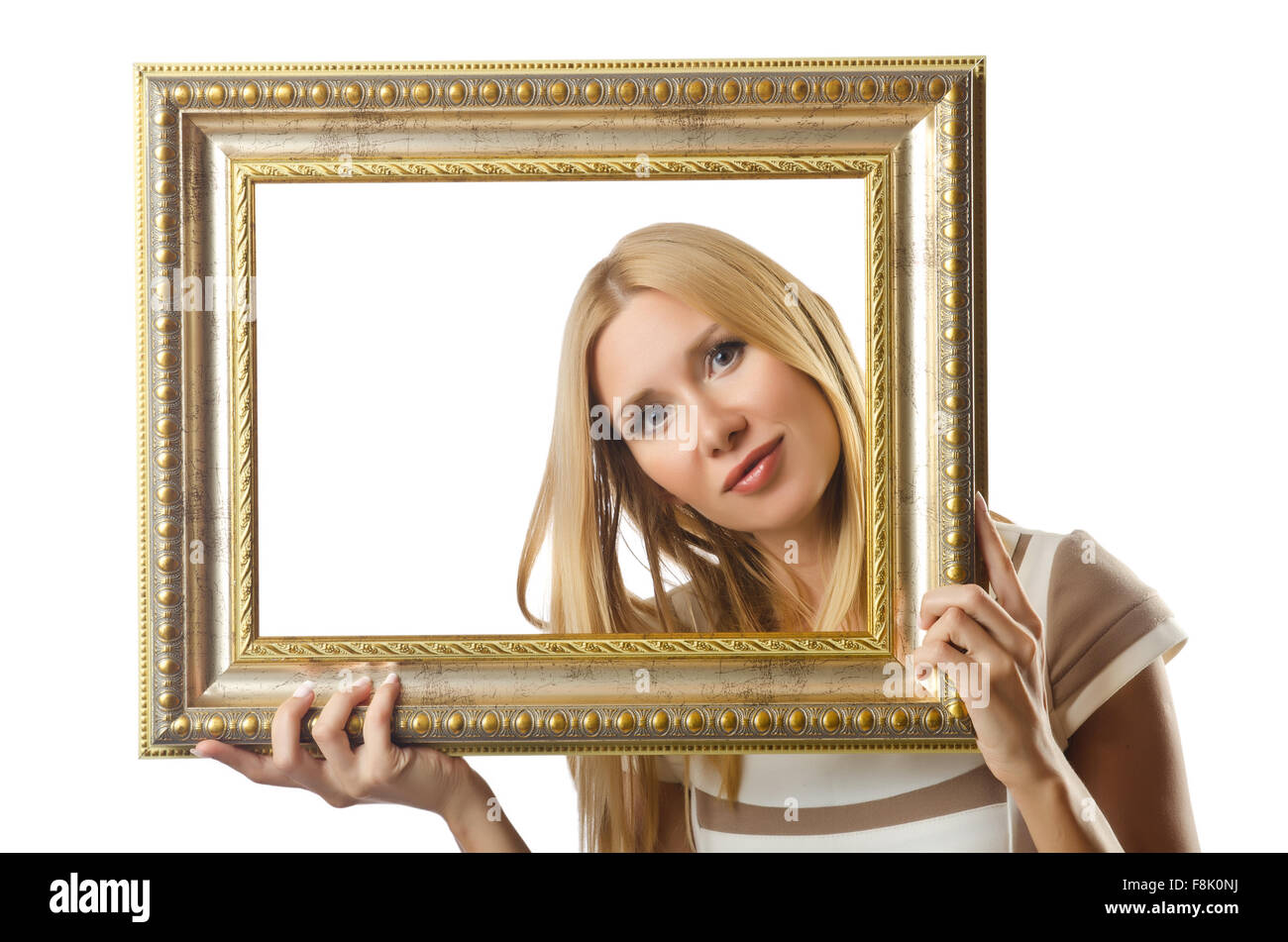 Picture frame and attractive woman Stock Photo - Alamy