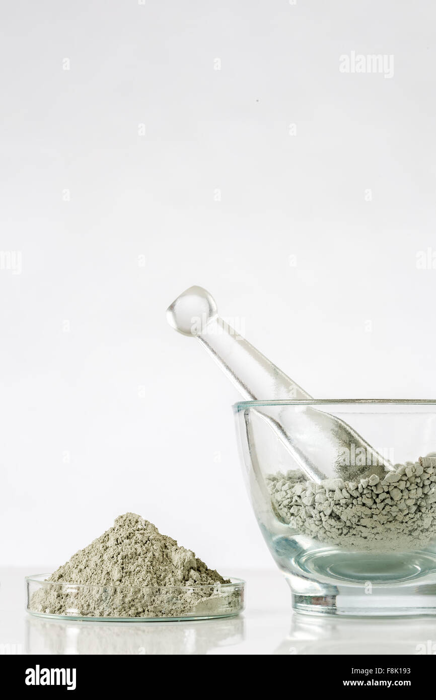 Green clay in glass mortar Stock Photo - Alamy