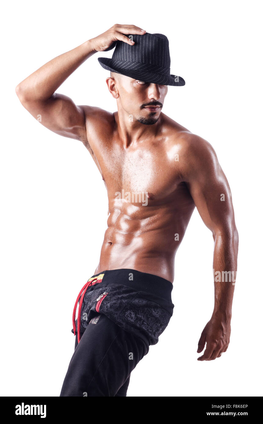 Muscular dancer isolated on white Stock Photo - Alamy