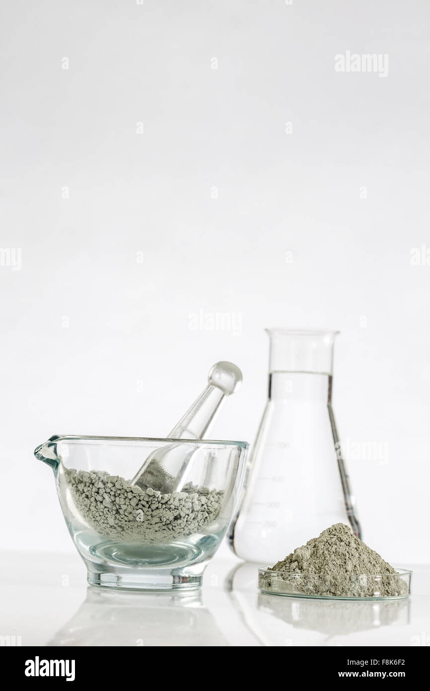 Green clay in glass mortar Stock Photo - Alamy
