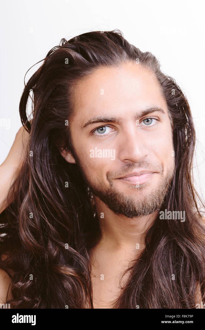 Beautiful long hair man hi-res stock photography and images - Alamy