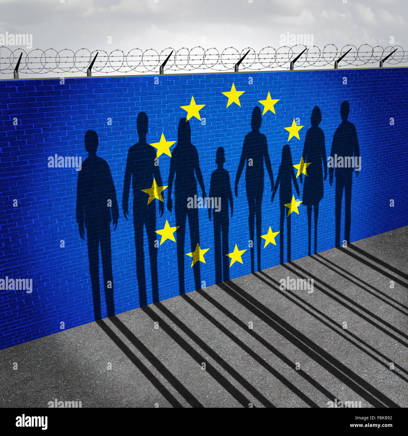 Europe immigration and european refugee crisis concept as people on a ...