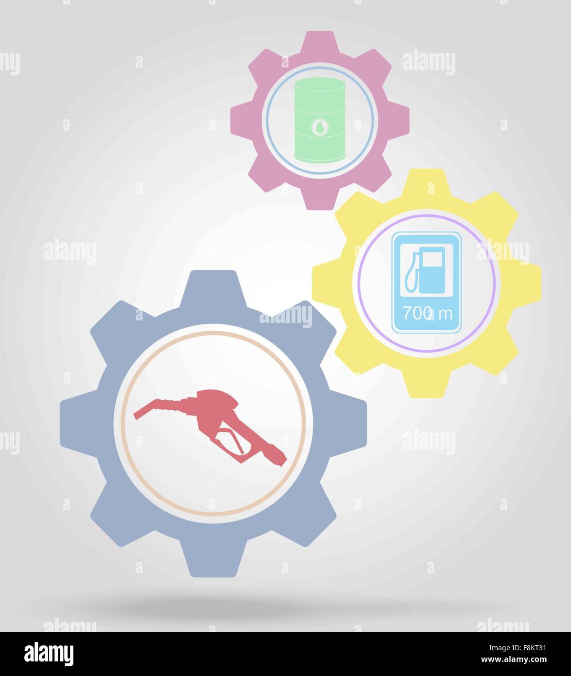fuel gear mechanism concept vector illustration isolated on gray ...