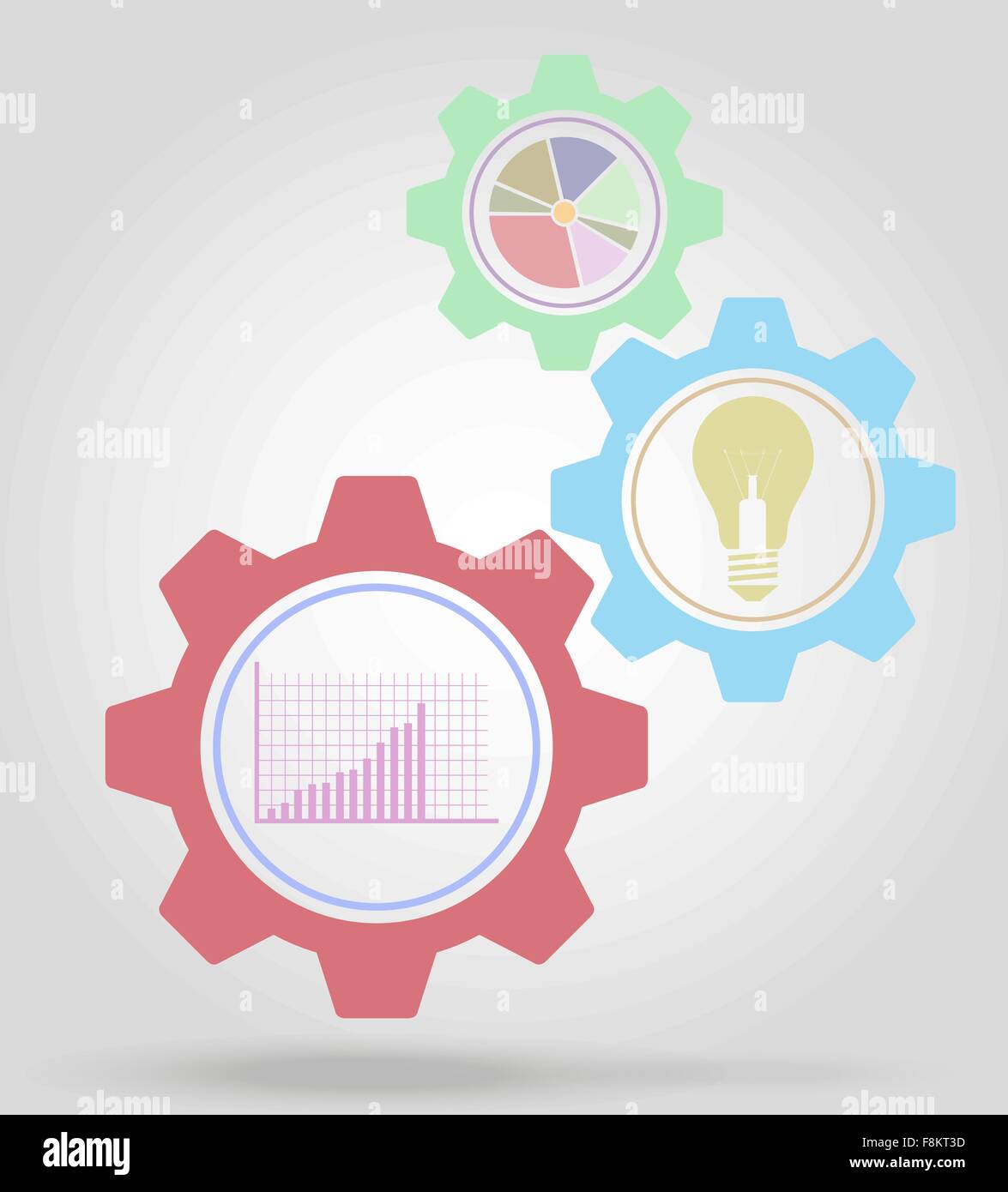business gear mechanism concept vector illustration isolated on gray ...
