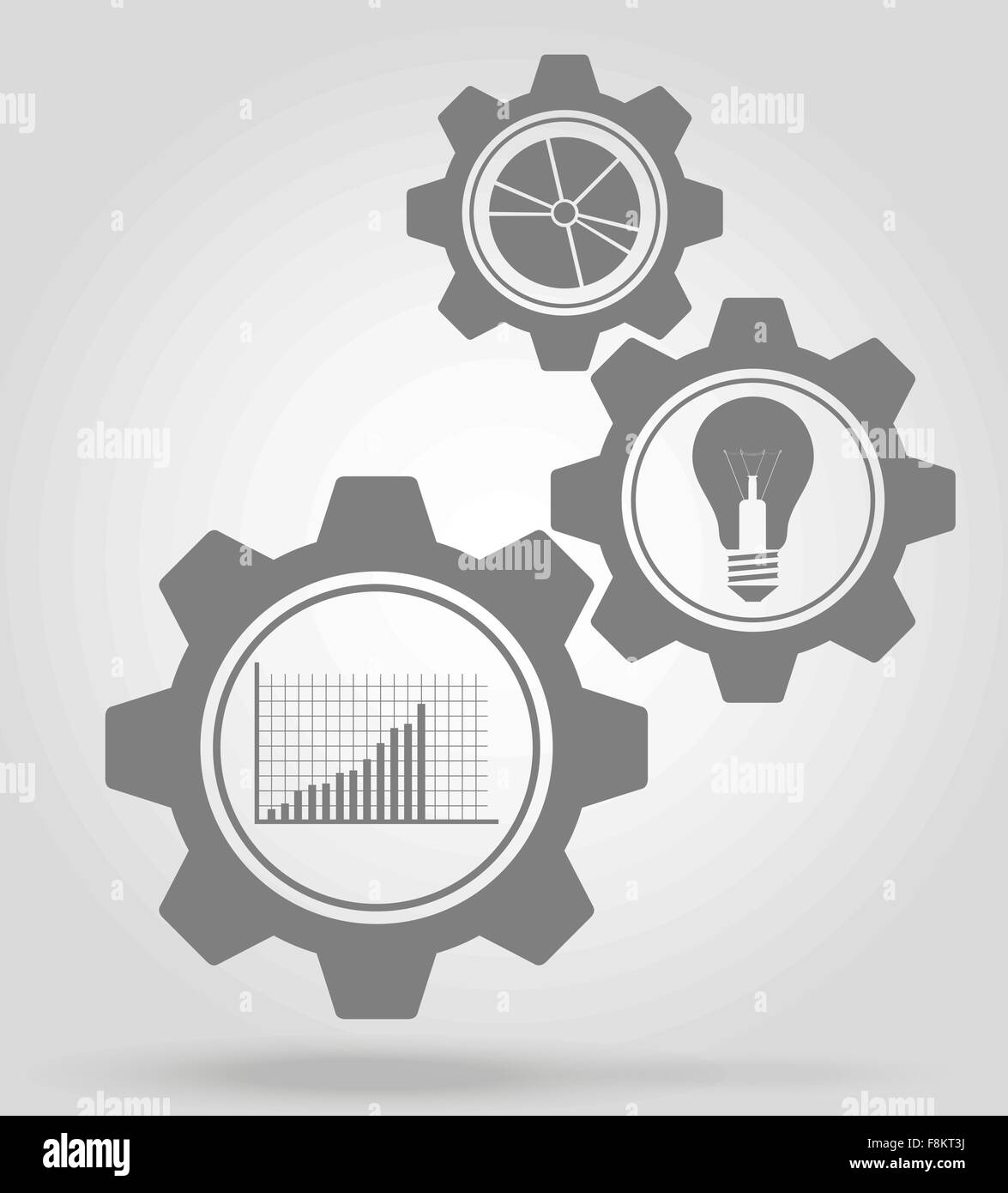 business gear mechanism concept vector illustration isolated on gray ...