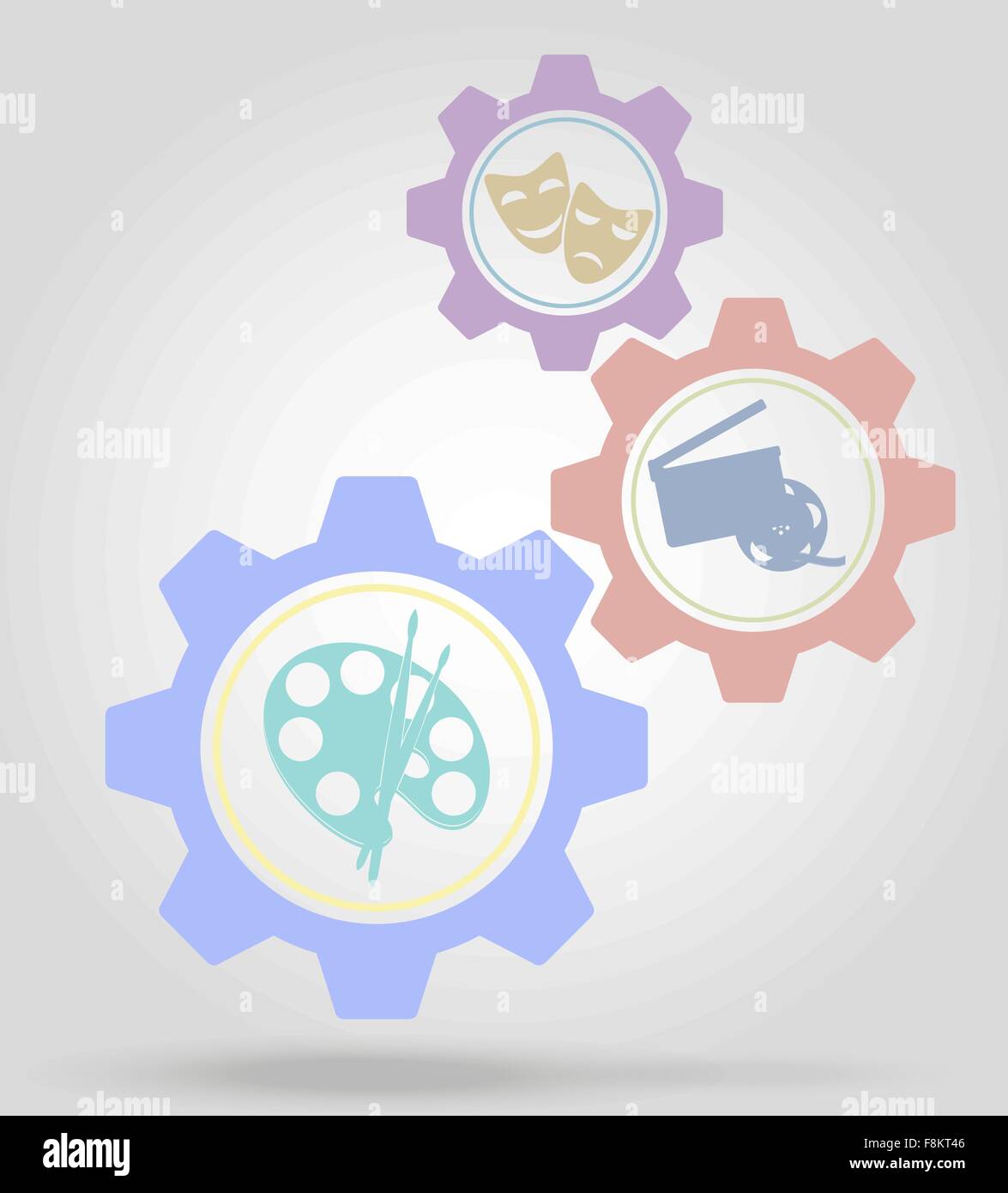 art gear mechanism concept vector illustration isolated on gray ...