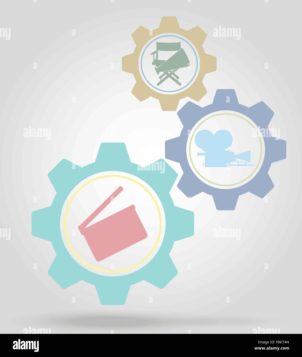 cinema gear mechanism concept vector illustration isolated on gray ...