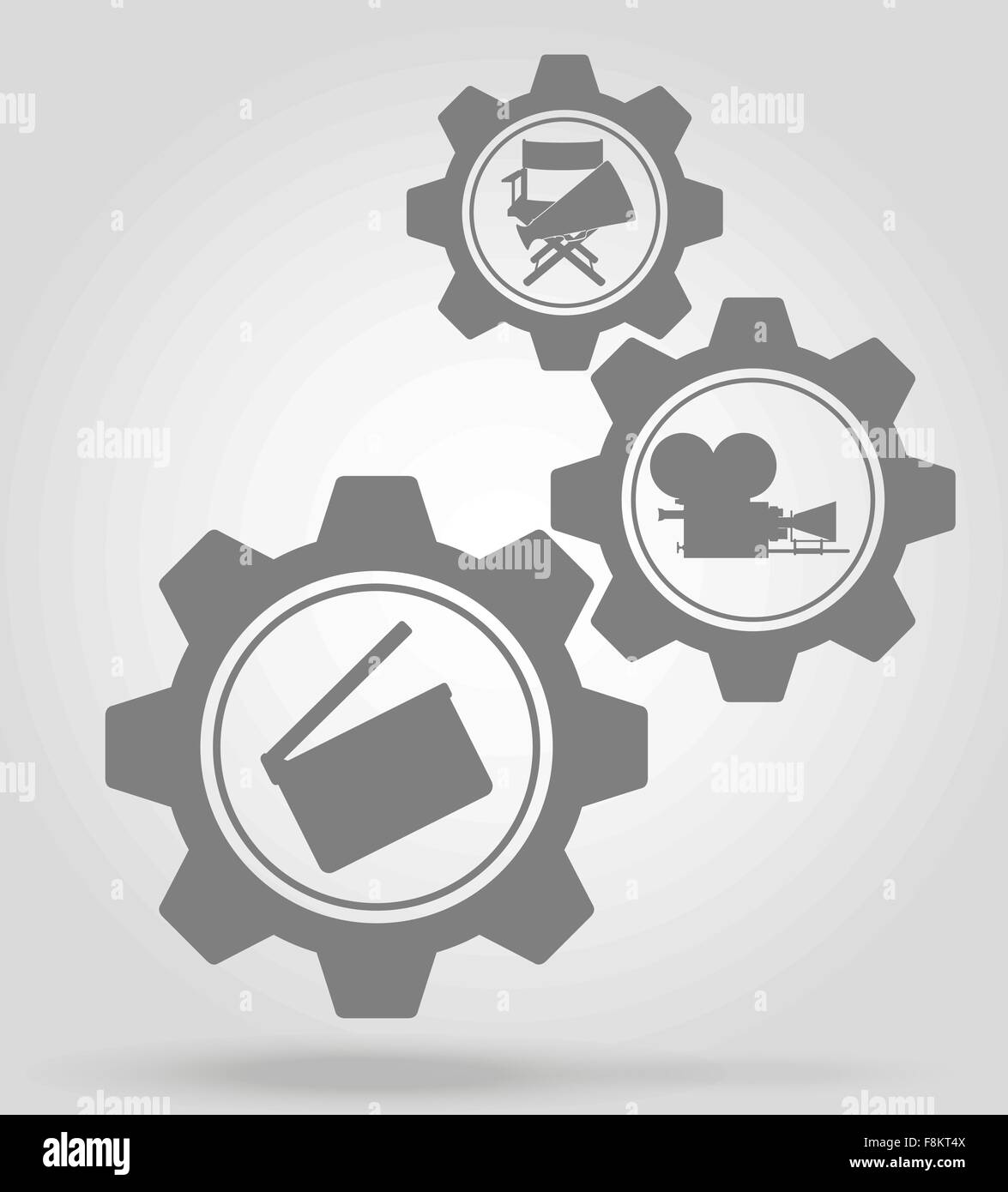 cinema gear mechanism concept vector illustration isolated on gray ...