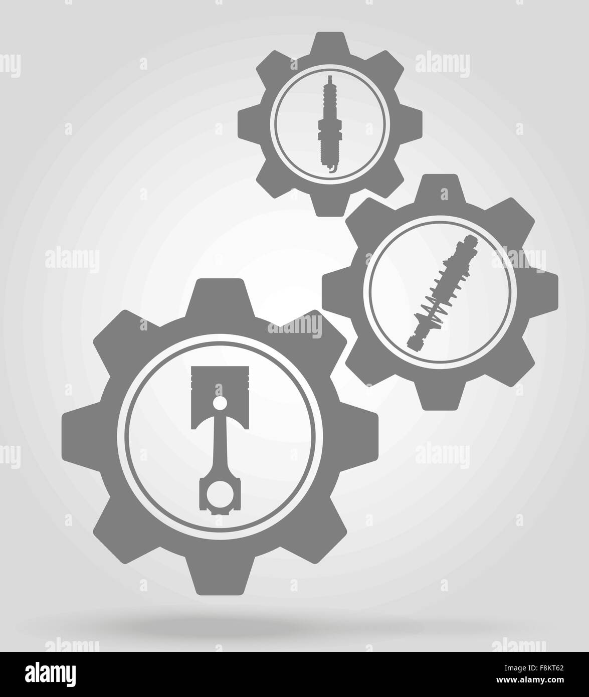 car parts gear mechanism concept vector illustration isolated on gray ...