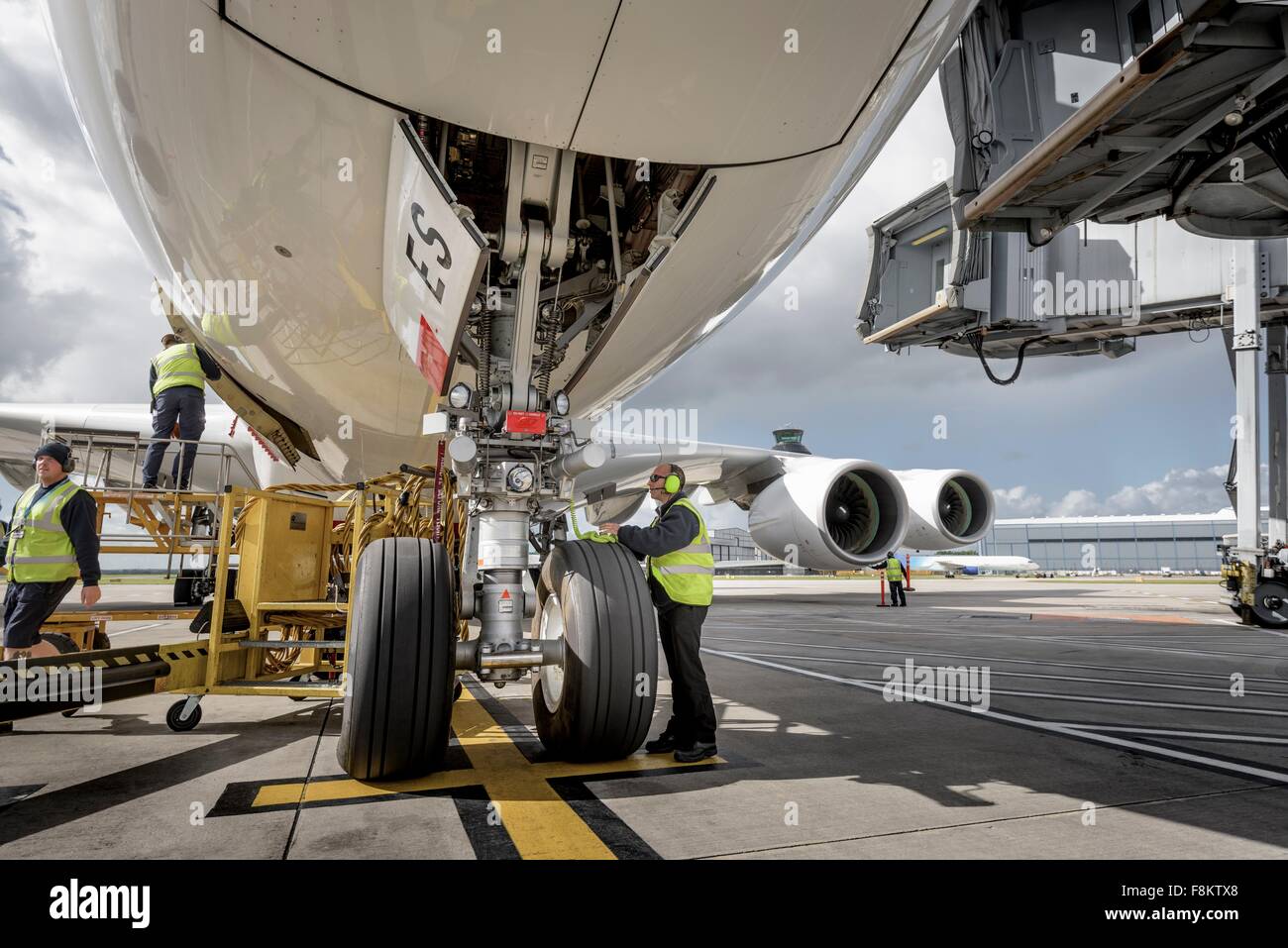 Chief engineer checking A380 aircraft Stock Photo - Alamy