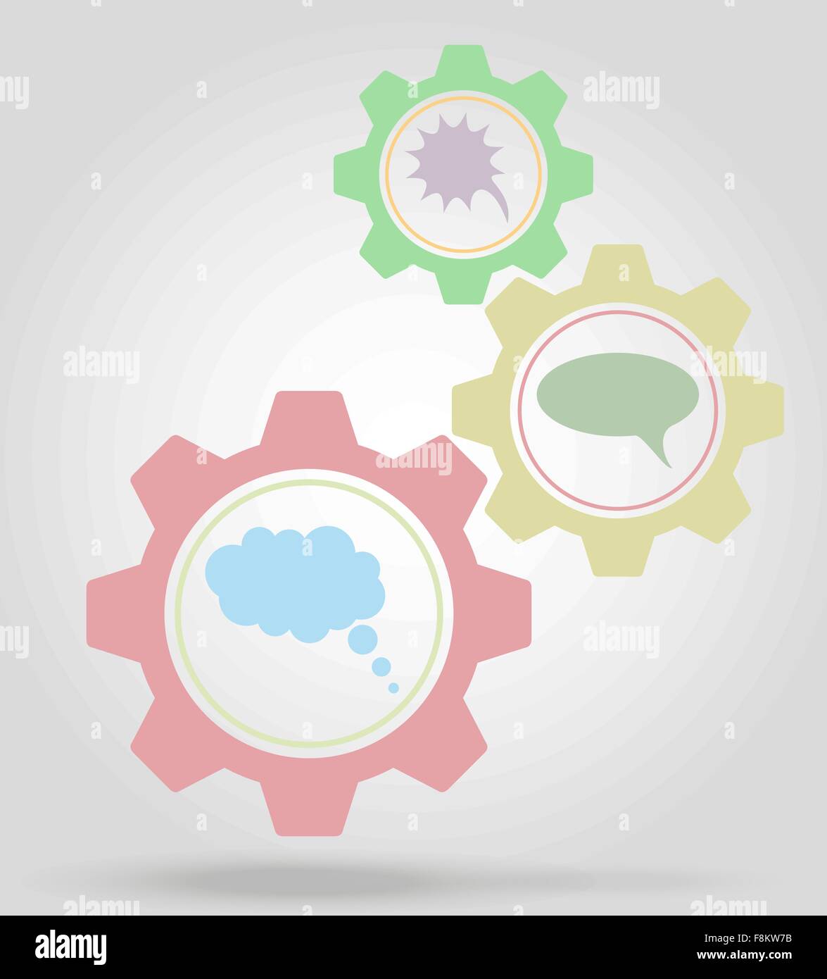 speech bubbles gear mechanism concept vector illustration isolated on ...