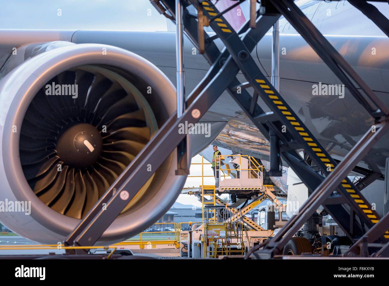 Detail of jet engine of A380 aircraft at airport Stock Photo - Alamy