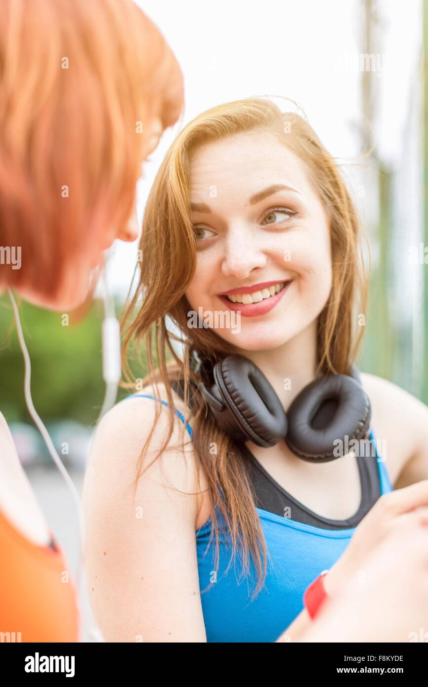 Young women chatting Stock Photo - Alamy