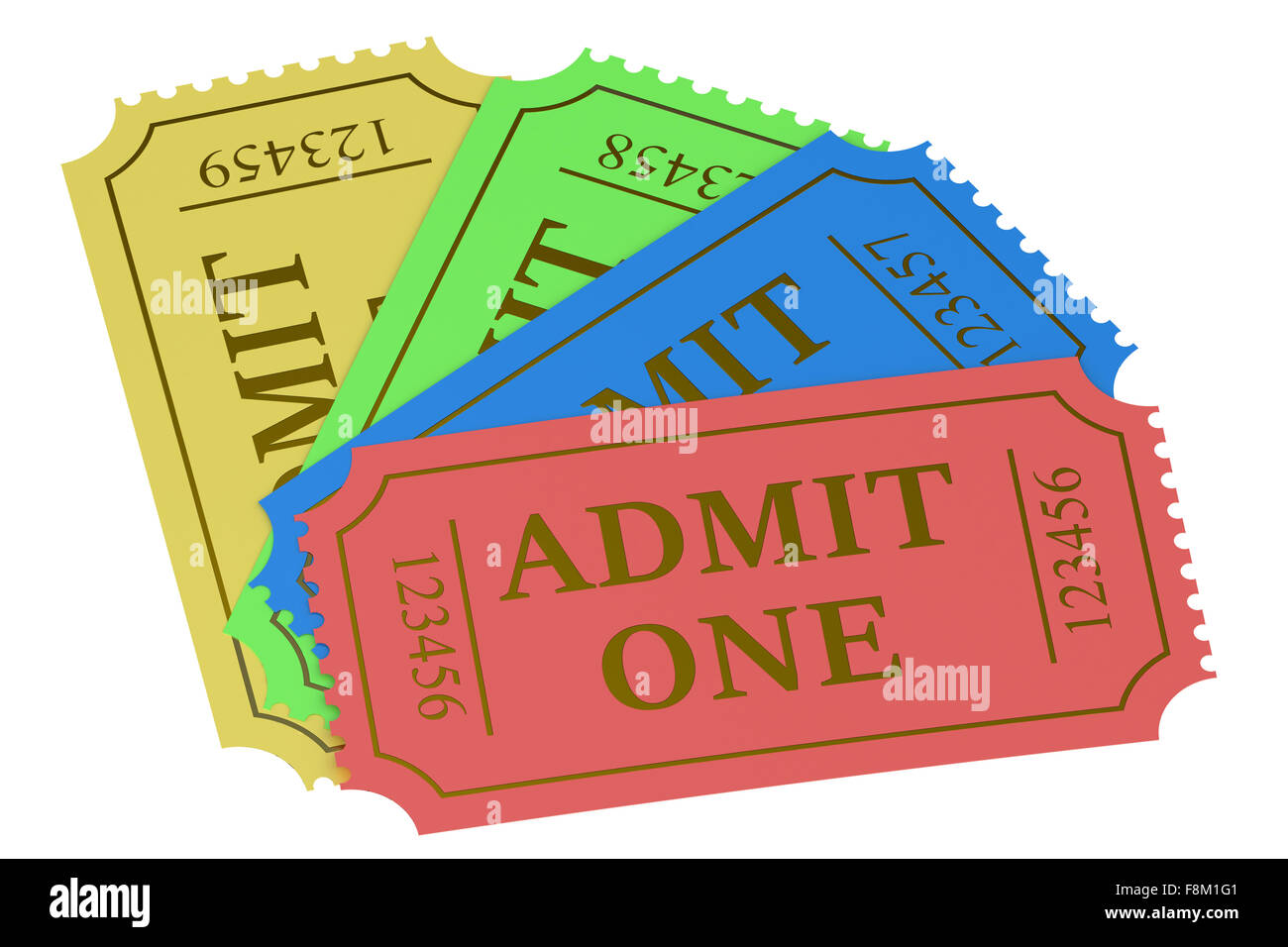 Colorful tickets isolated on white background Stock Photo - Alamy