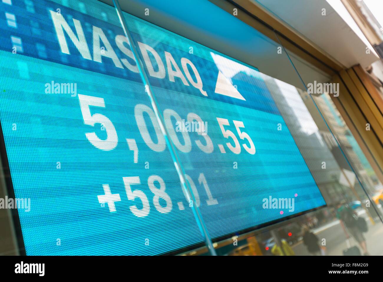 Stock market data screen in window, New York, USA Stock Photo - Alamy