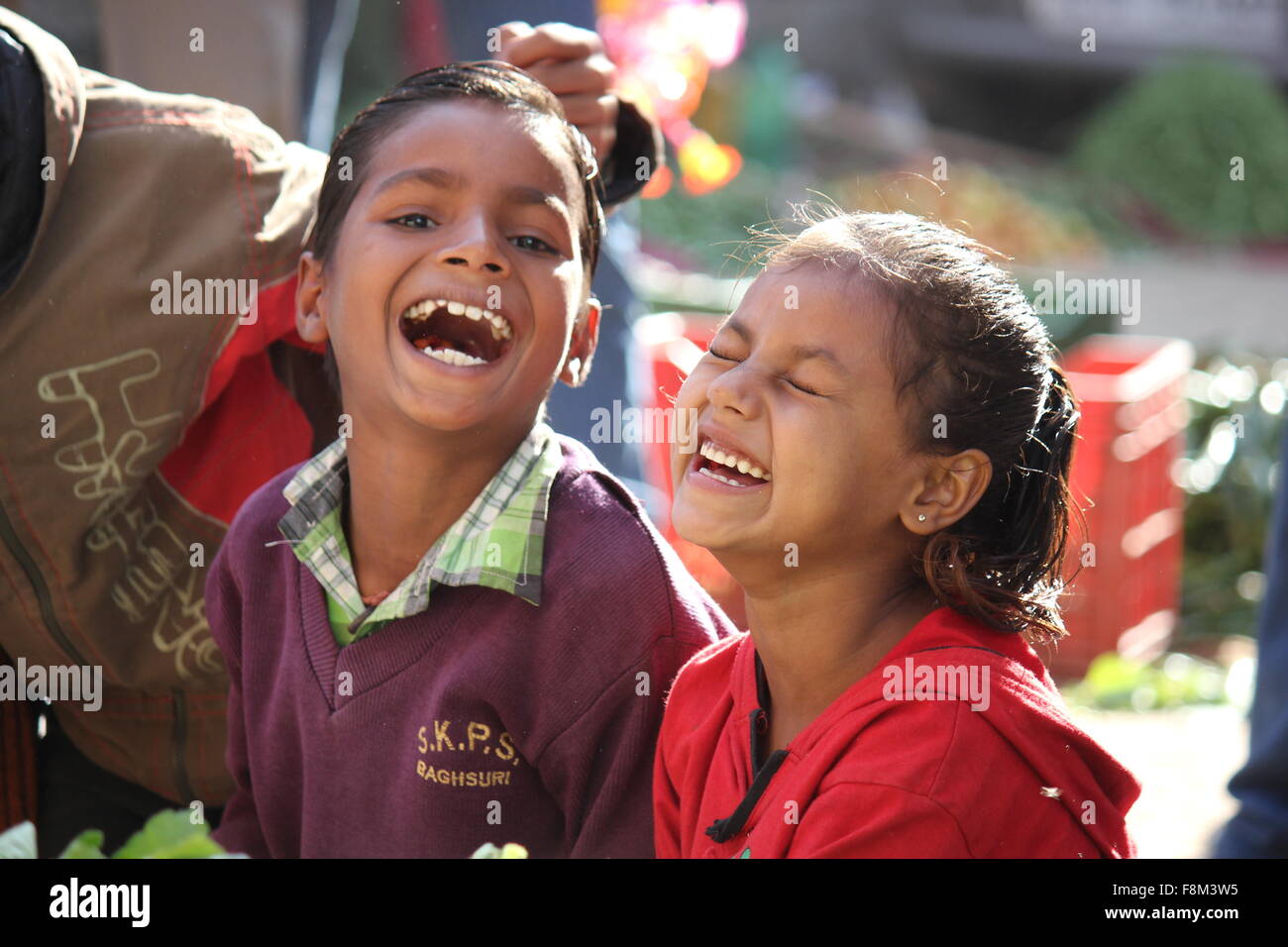 Pushkar, India, November 28 2012: Indian children smiling. Beautiful ...
