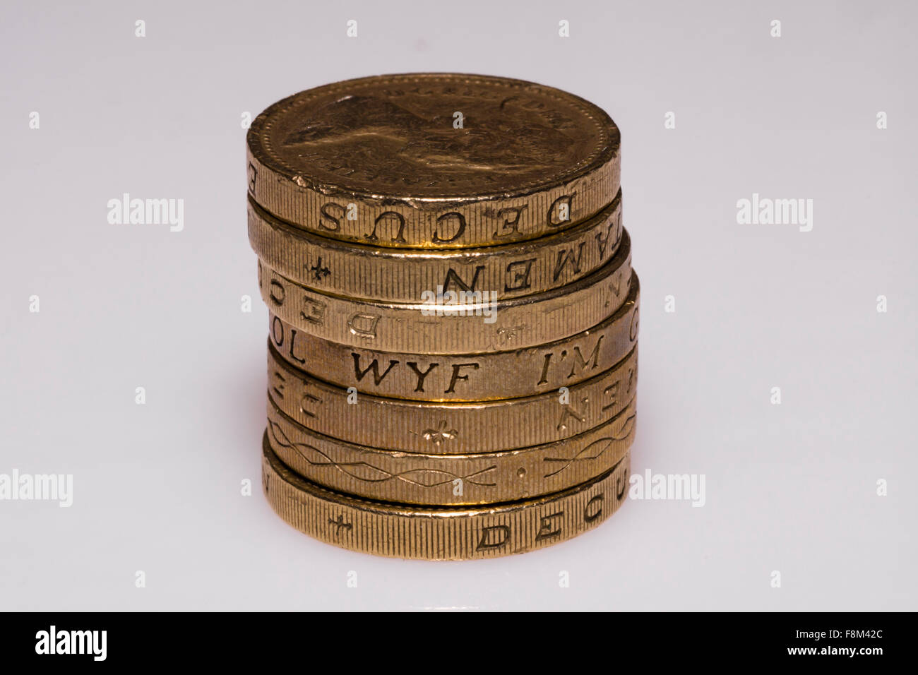 Concept picture illustrating finance Stack of pound coins Stock Photo ...