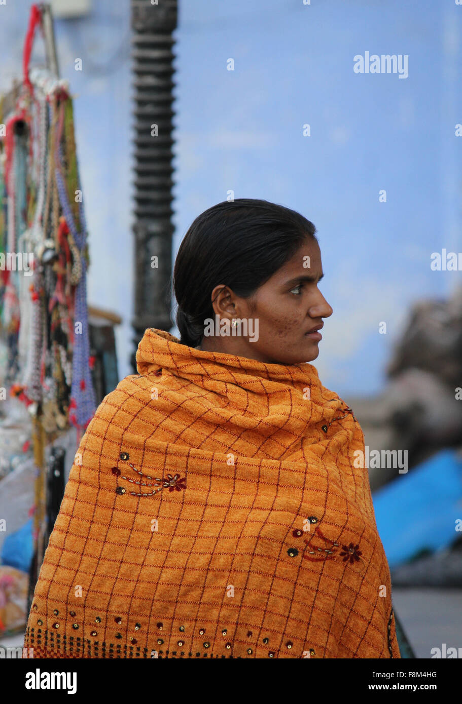 Pushkar, India, November 29, 2012: Beautiful Indian girl at Pushkar ...