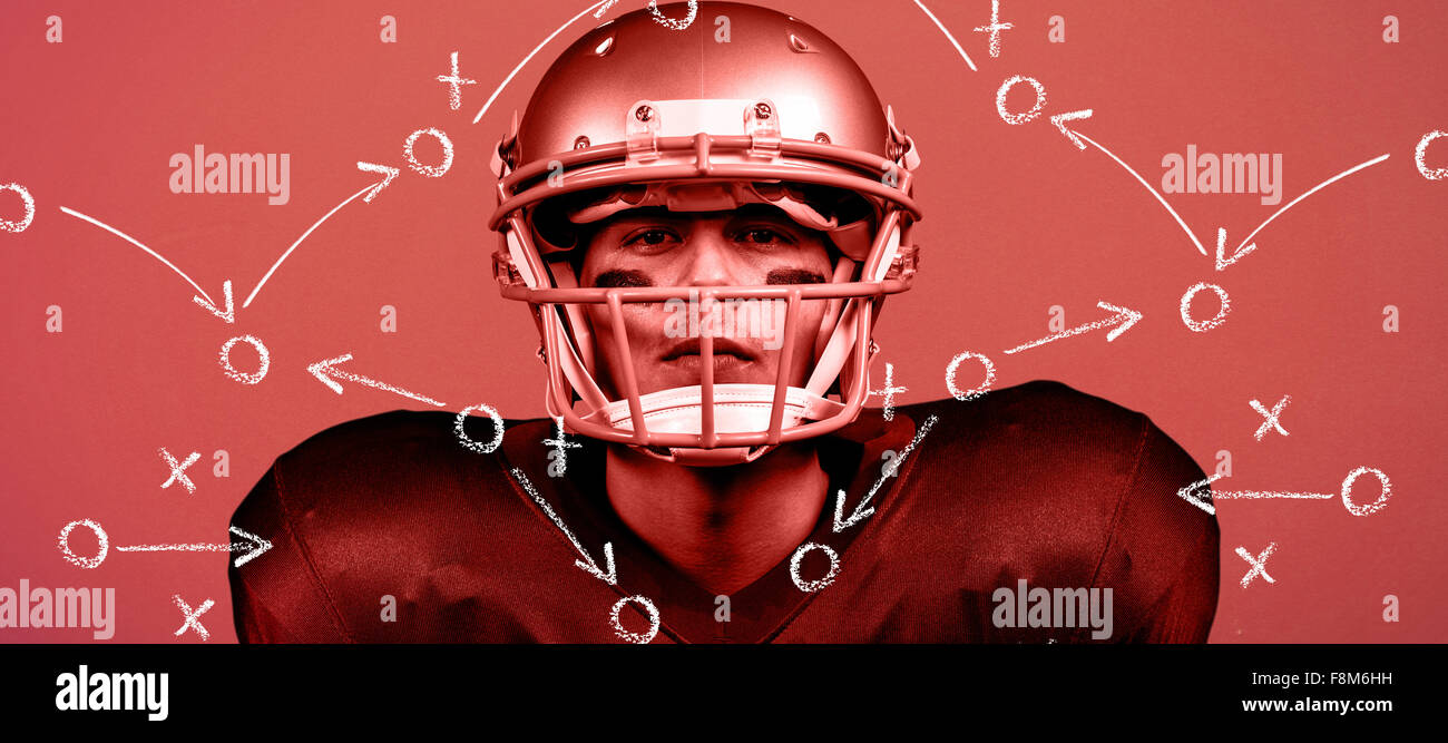 Composite image of portrait of determined american football player in ...