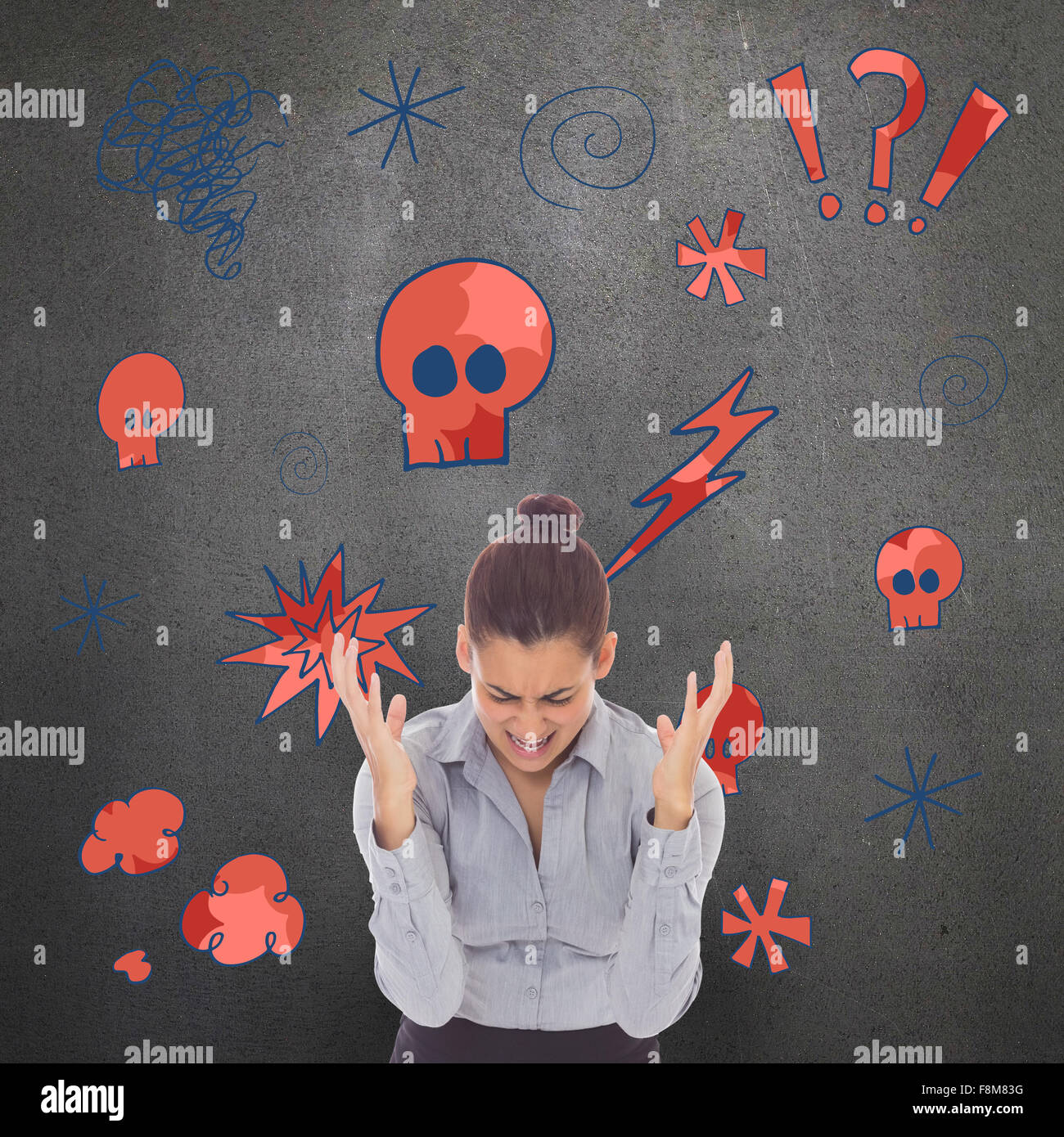 Composite image of frustrated businesswoman shouting Stock Photo - Alamy