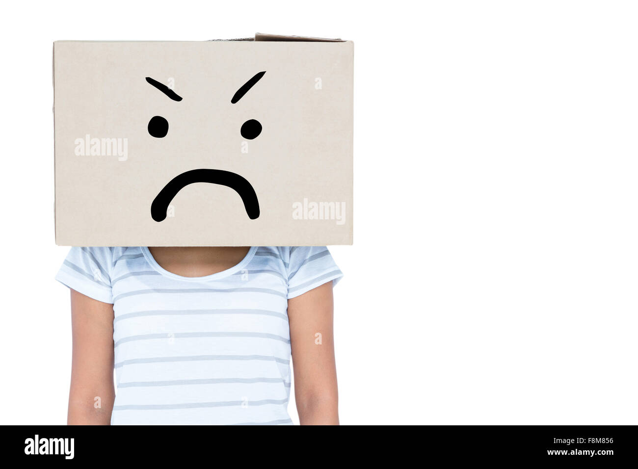 Composite image of depressed woman with box over head Stock Photo - Alamy