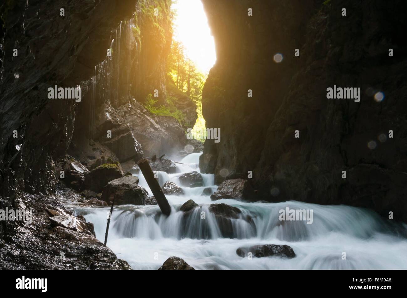 Water flowing, Partnach Gorge (Partnachklamm) Bavaria, Germany Stock ...