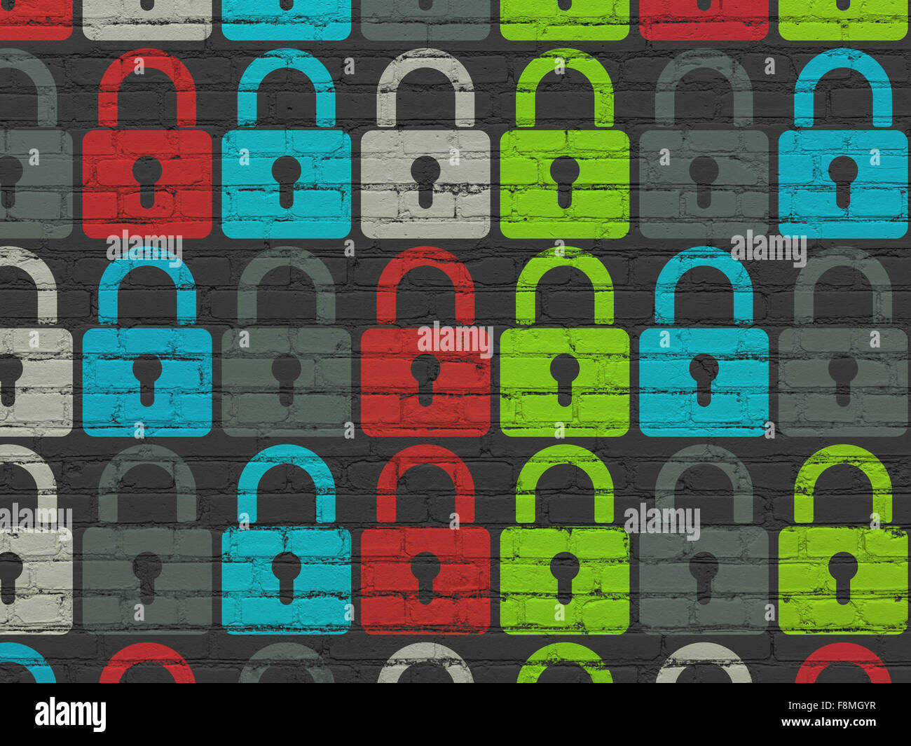 Information concept: Closed Padlock icons on wall background Stock ...