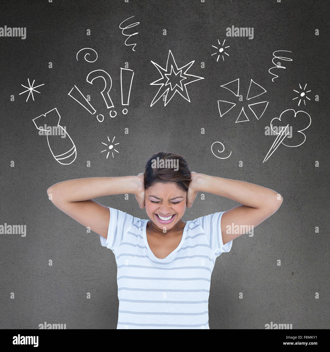 Woman covering ears hi-res stock photography and images - Alamy