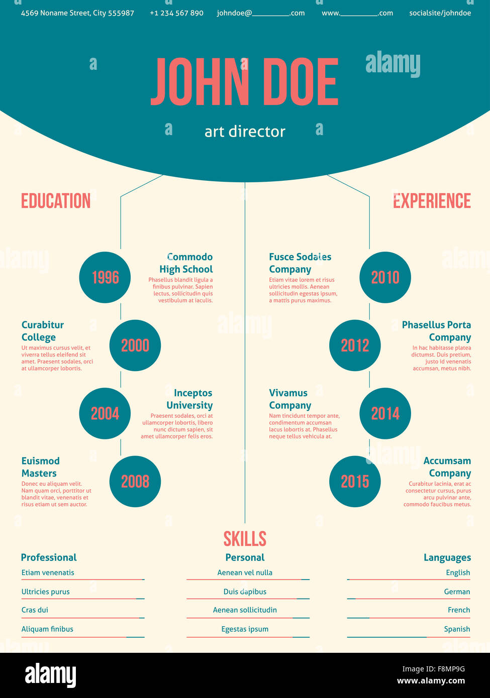 Modern resume cv curriculum vitae template design with cool colors ...