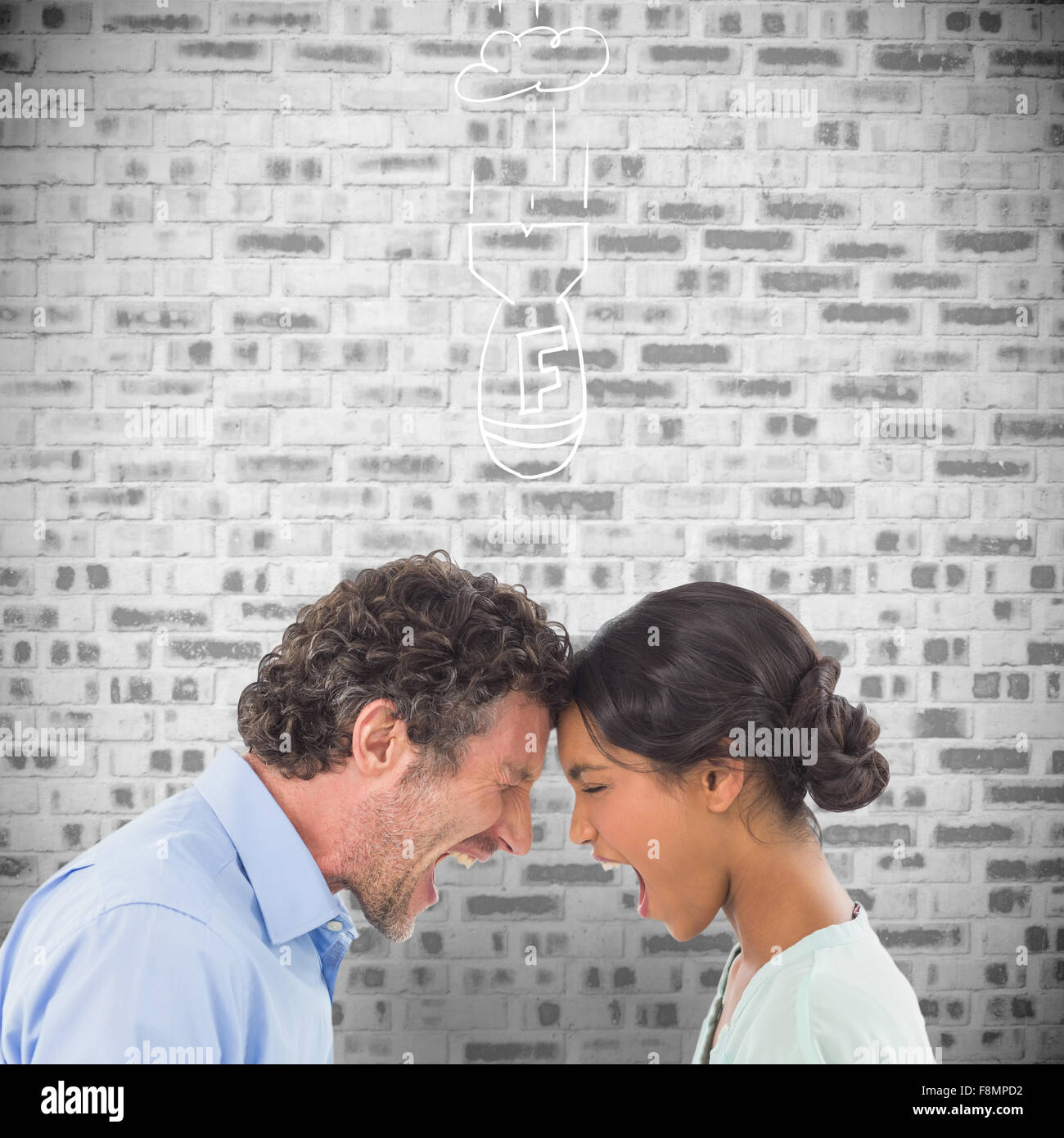 Composite image of angry business people shouting at each other over ...