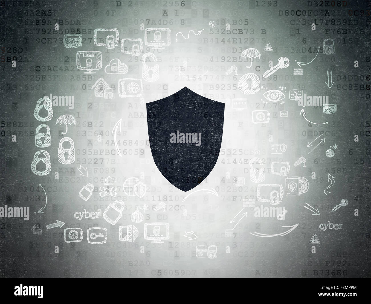 Security concept: Shield on Digital Paper background Stock Photo - Alamy