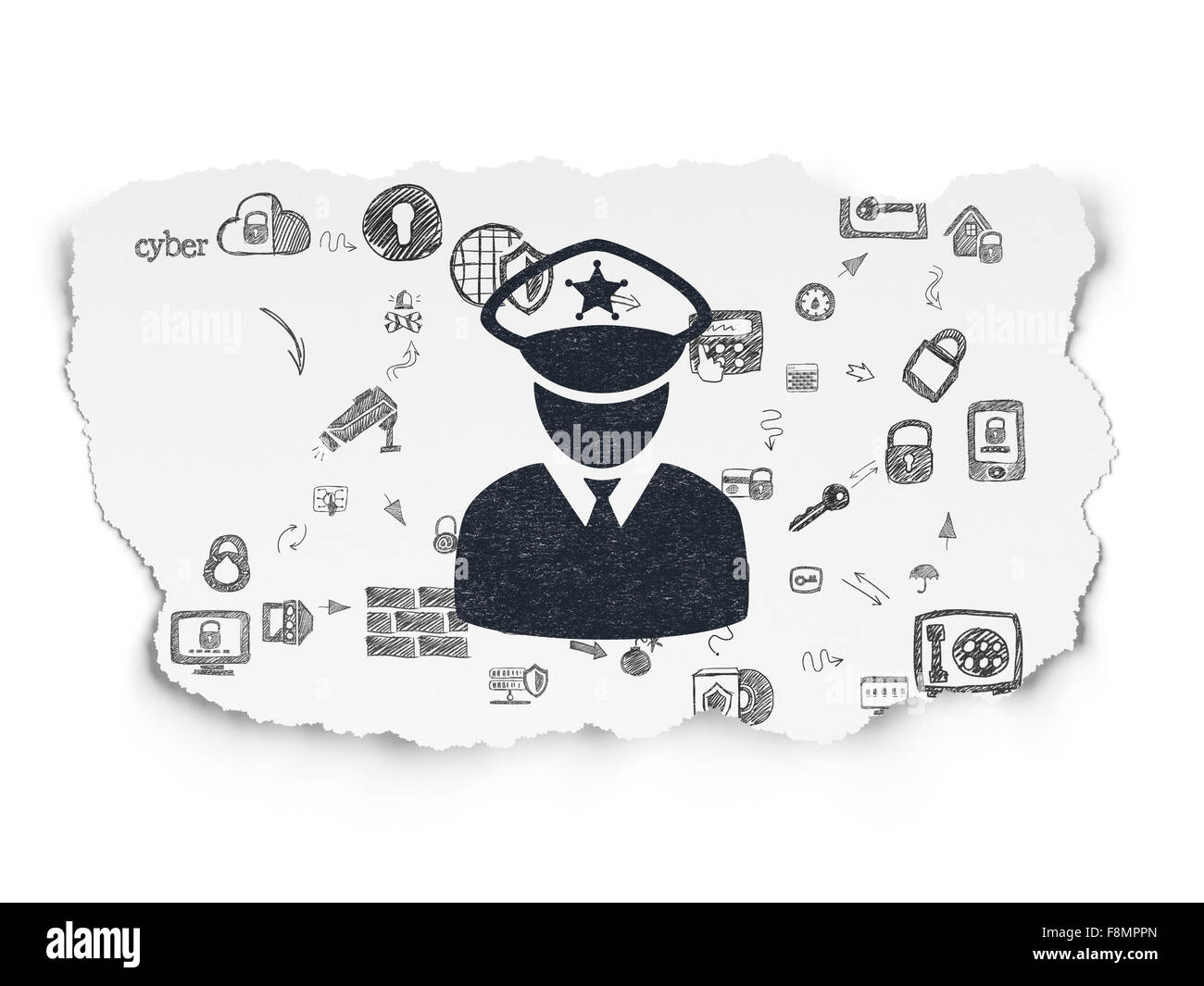 Privacy concept: Police on Torn Paper background Stock Photo - Alamy