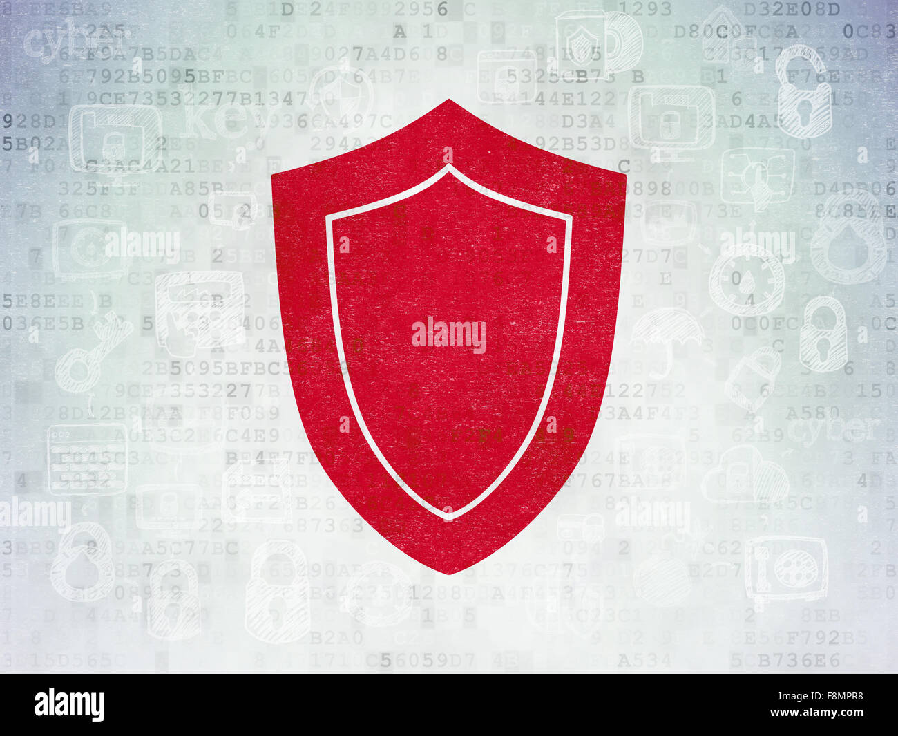 Security concept: Shield on Digital Paper background Stock Photo - Alamy