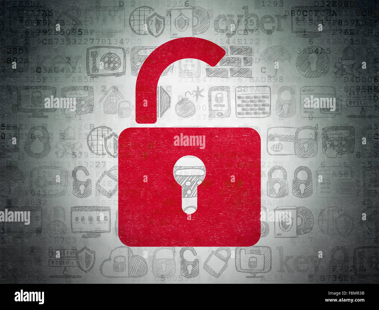 Safety concept: Opened Padlock on Digital Paper background Stock Photo - Alamy