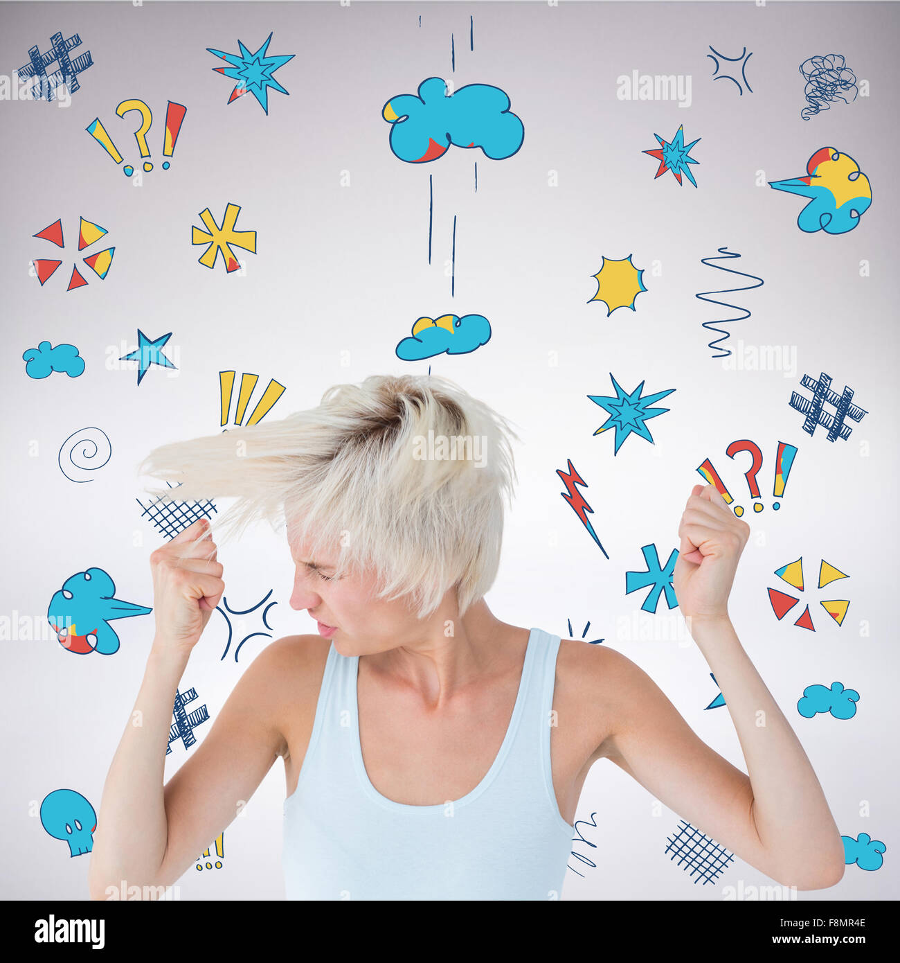 Composite image of angry woman shaking her head Stock Photo - Alamy