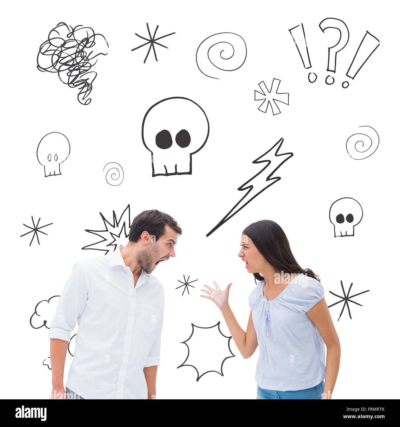 Composite image of angry couple shouting at each other Stock Photo - Alamy