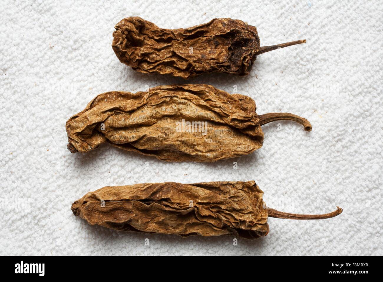 Three Whole Dried Chipotle Peppers; From Above Stock Photo - Alamy