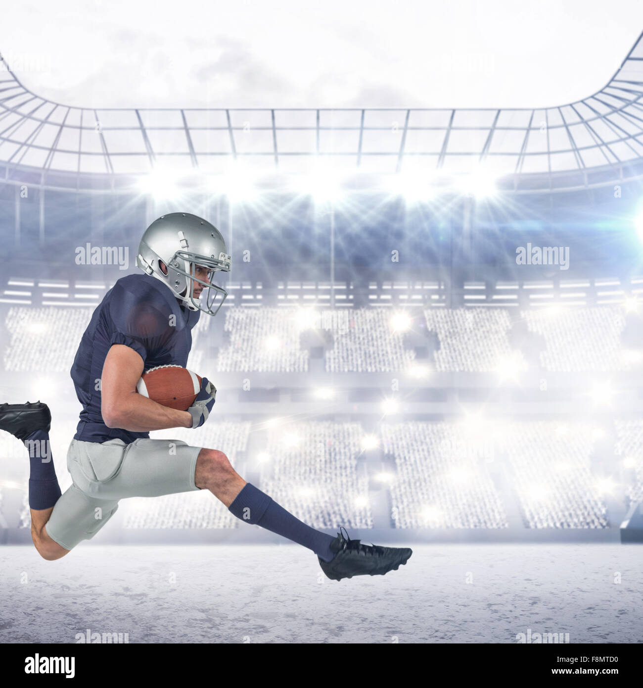 Composite image of full length of american football player running with ...