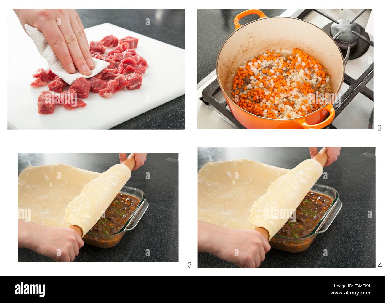 Steps for Making Beef Pot Pie Stock Photo - Alamy