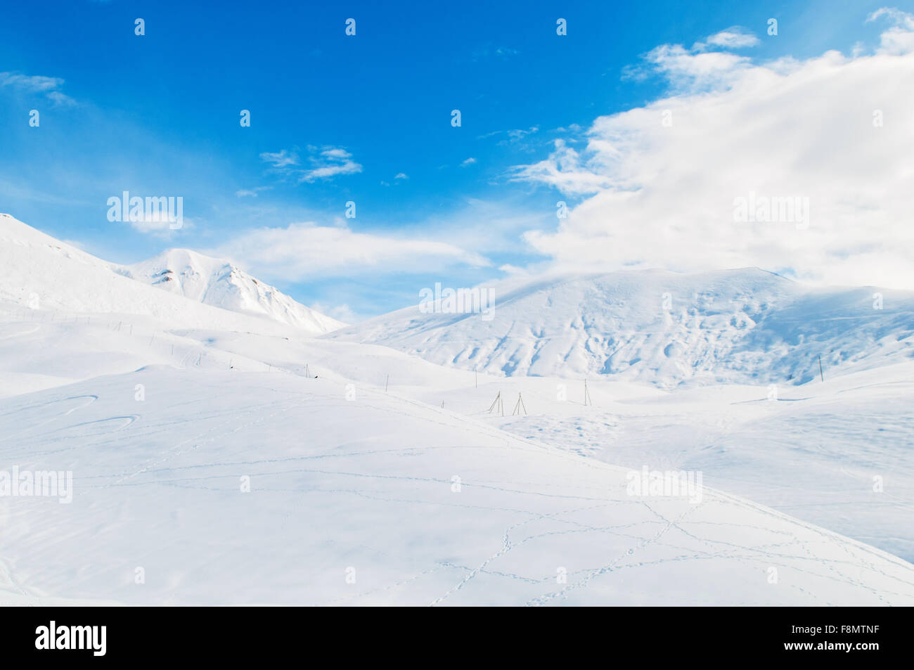 Snow mountains on bright winter day Stock Photo - Alamy