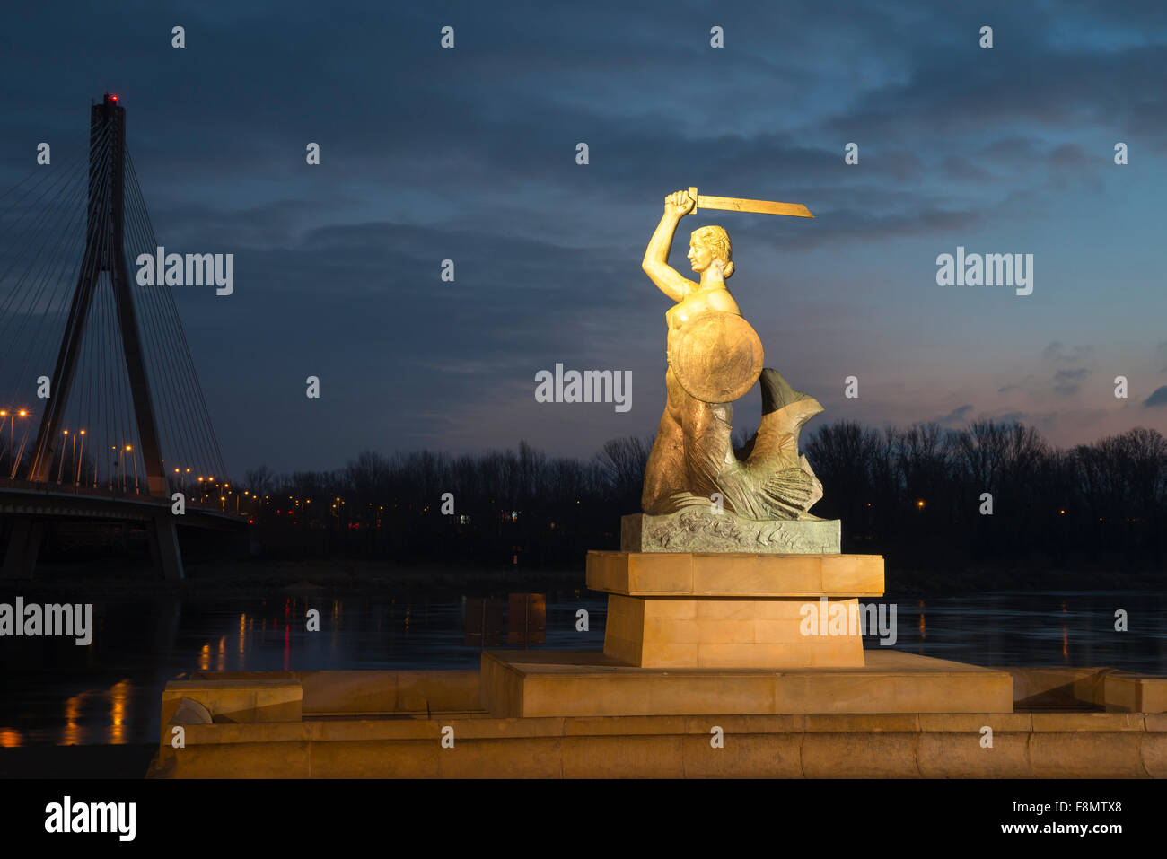 Mermaid's monument, Warsaw, Poland Stock Photo - Alamy