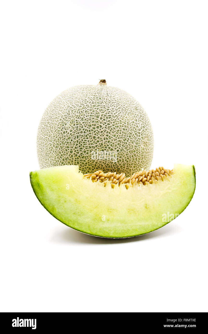 Green Melon isolated on white background Stock Photo - Alamy
