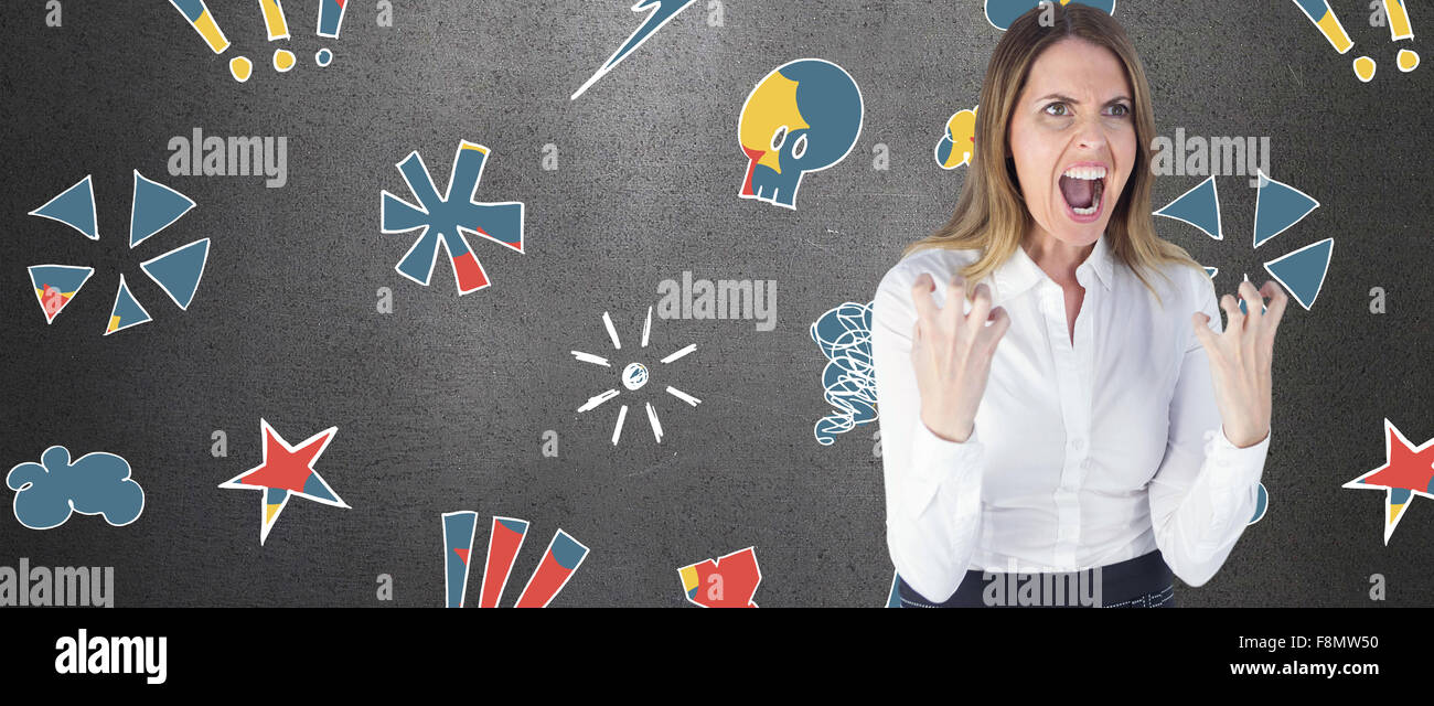 Composite image of angry businesswoman yelling Stock Photo - Alamy