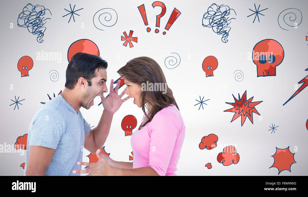 Composite image of angry couple shouting during argument Stock Photo ...