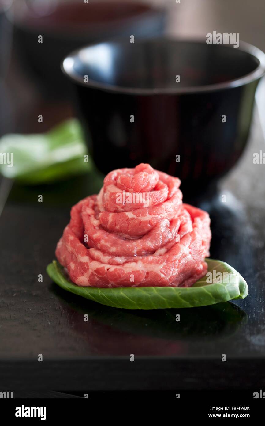 Wagyu beef on pak choi Stock Photo - Alamy