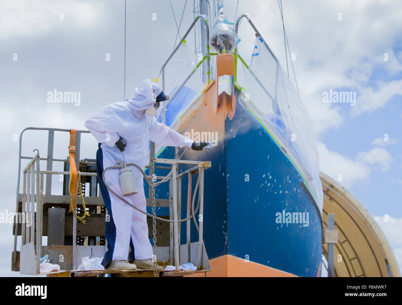 Sailing vessel, being repaired in a boatyard Stock Photo - Alamy