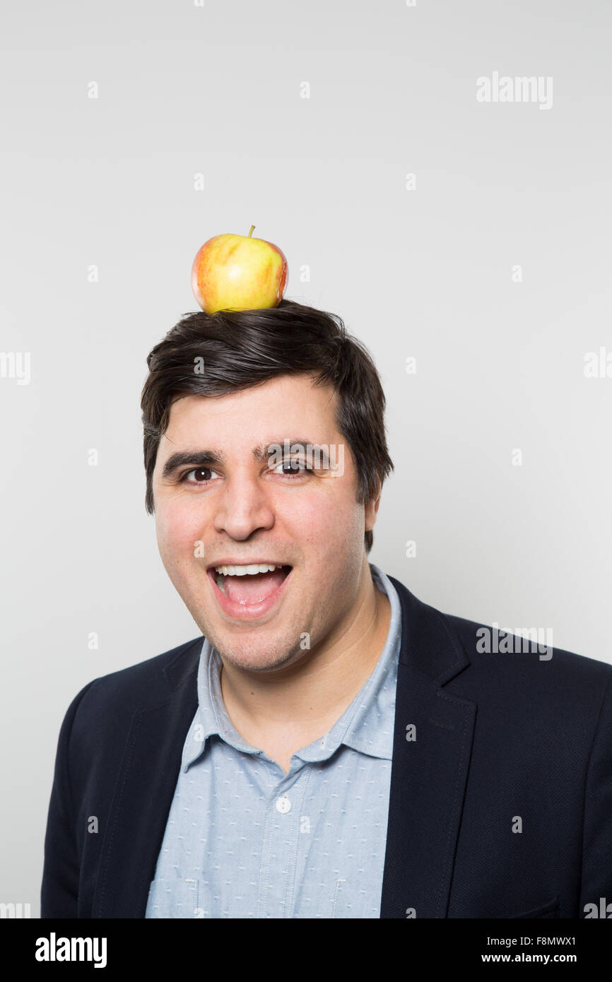 Man apple in front face hi-res stock photography and images - Alamy