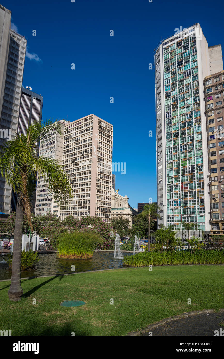 Largo da Carioca, Park and High-rise buildings, Rio de Janeiro, Brazil ...