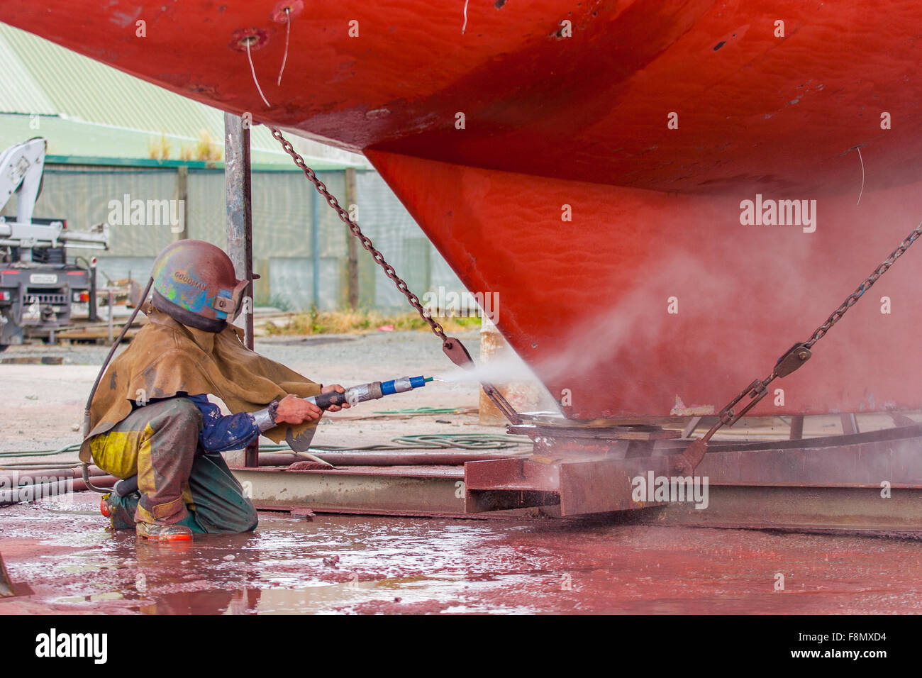 Sailing vessel, being repaired in a boatyard Stock Photo - Alamy